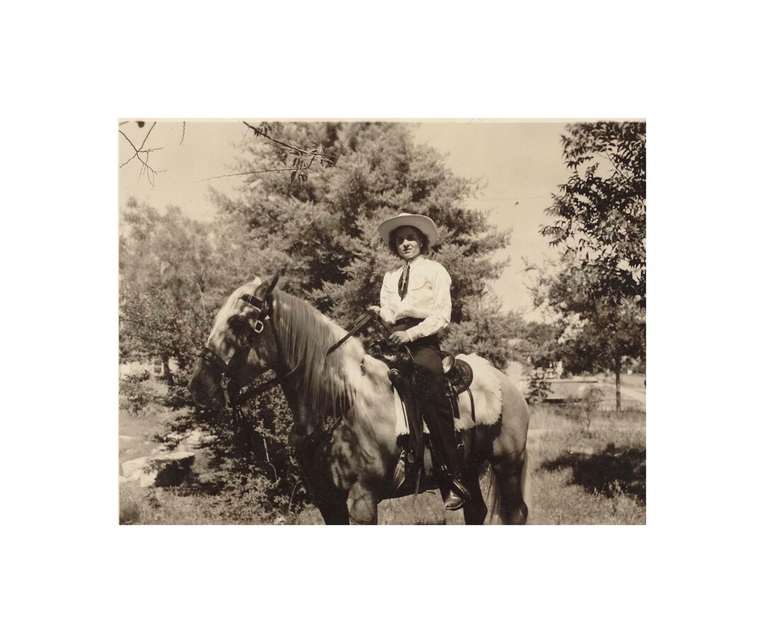 Cowgirl on Horseback 8 X10 Photo Old West Fashion Rodeo Bull Riding ...
