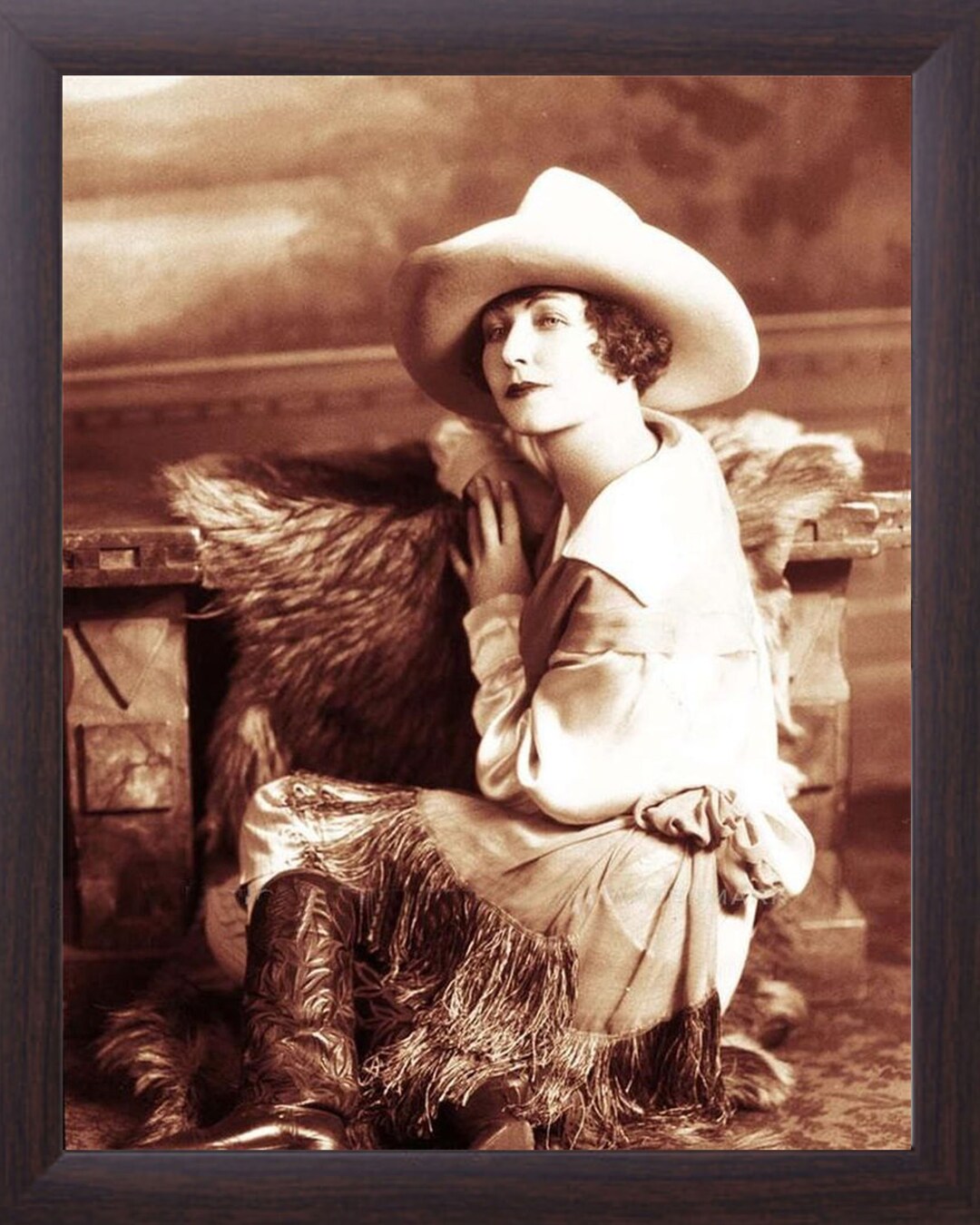 Beautiful Rodeo Cowgirl Framed Photo Pirnt, Western 8 X 10 Photo Old ...