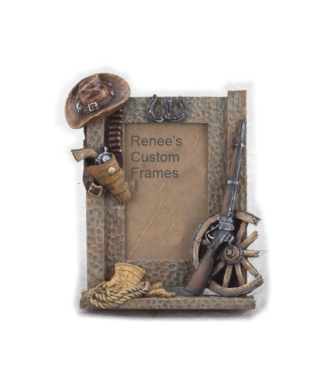 3D Frames Cowboy Hat Six Shooter Rifle Wagon Wheel Old Westframe Hold 4 ...