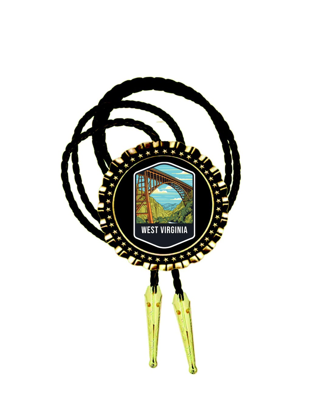 PERSONALIZED West Vinginia State ART Bolo Tie Photo Art All Brass ...