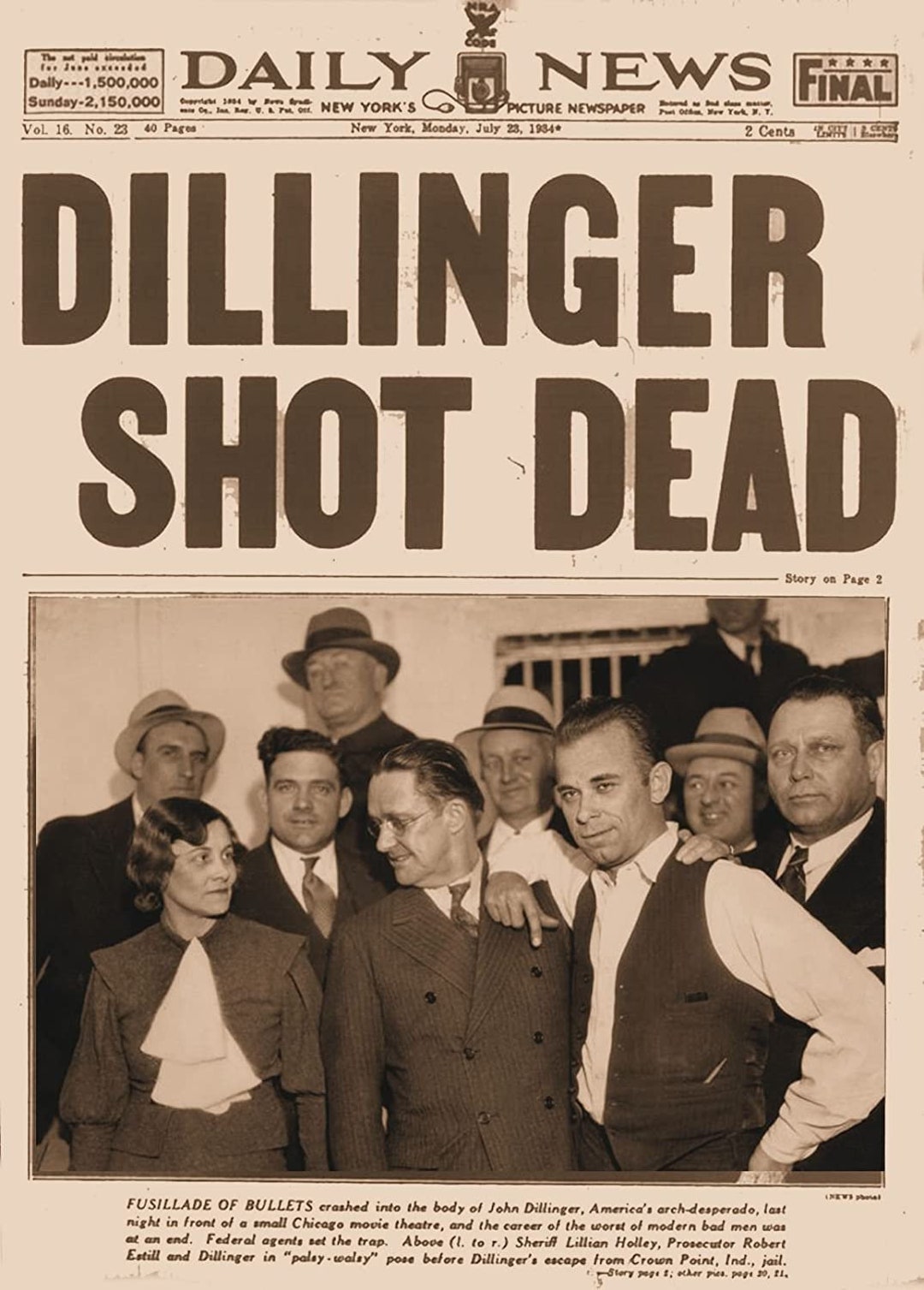 12 X 18 Poster John Dillinger Shot Dead Chicago - Etsy