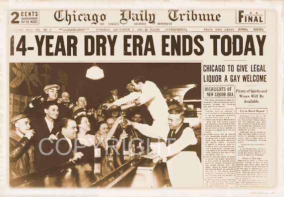 Prohibition Ends Newspaper Headline XXXL Vintage Poster 18 X - Etsy
