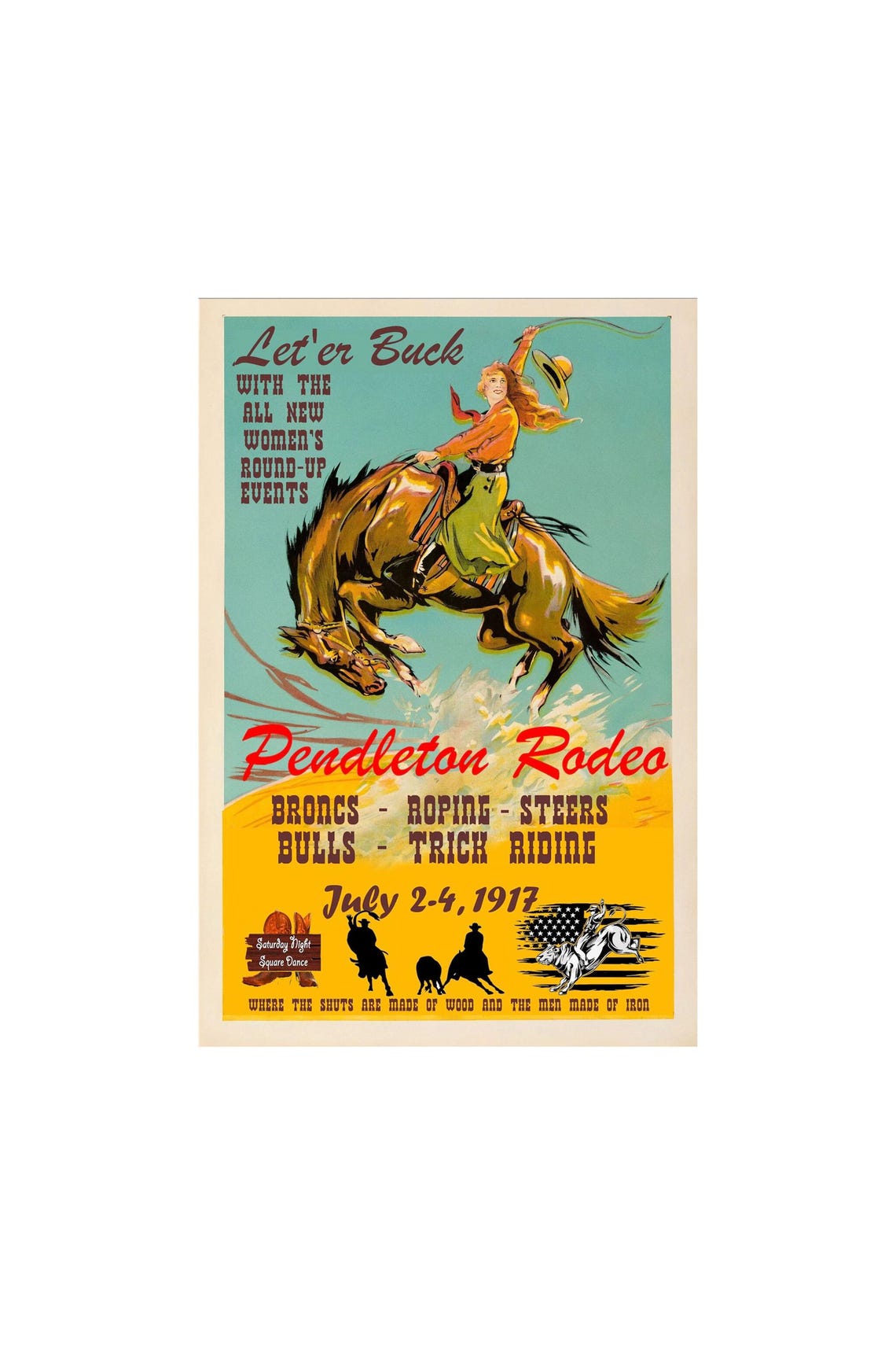 Pendleton Rodeo Poster With All New Cowgirl Events Let'er Buck up to ...