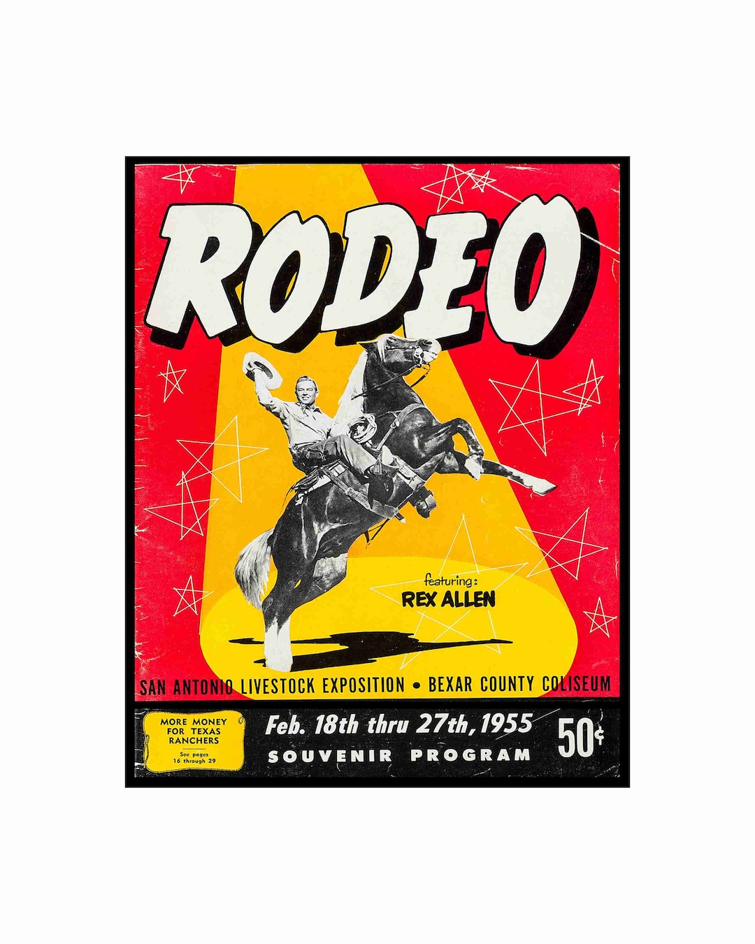 San Antonio Rodeo Poster 11 X 14 1955 Show Program Cover. Retro Print ...