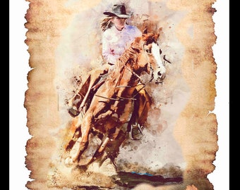 Watercolor Rodeo Art - Etsy