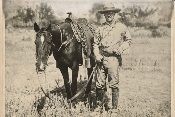 Cowboy Teddy Roosevelt With His Favorite Horse 1885 8 X10 | Etsy