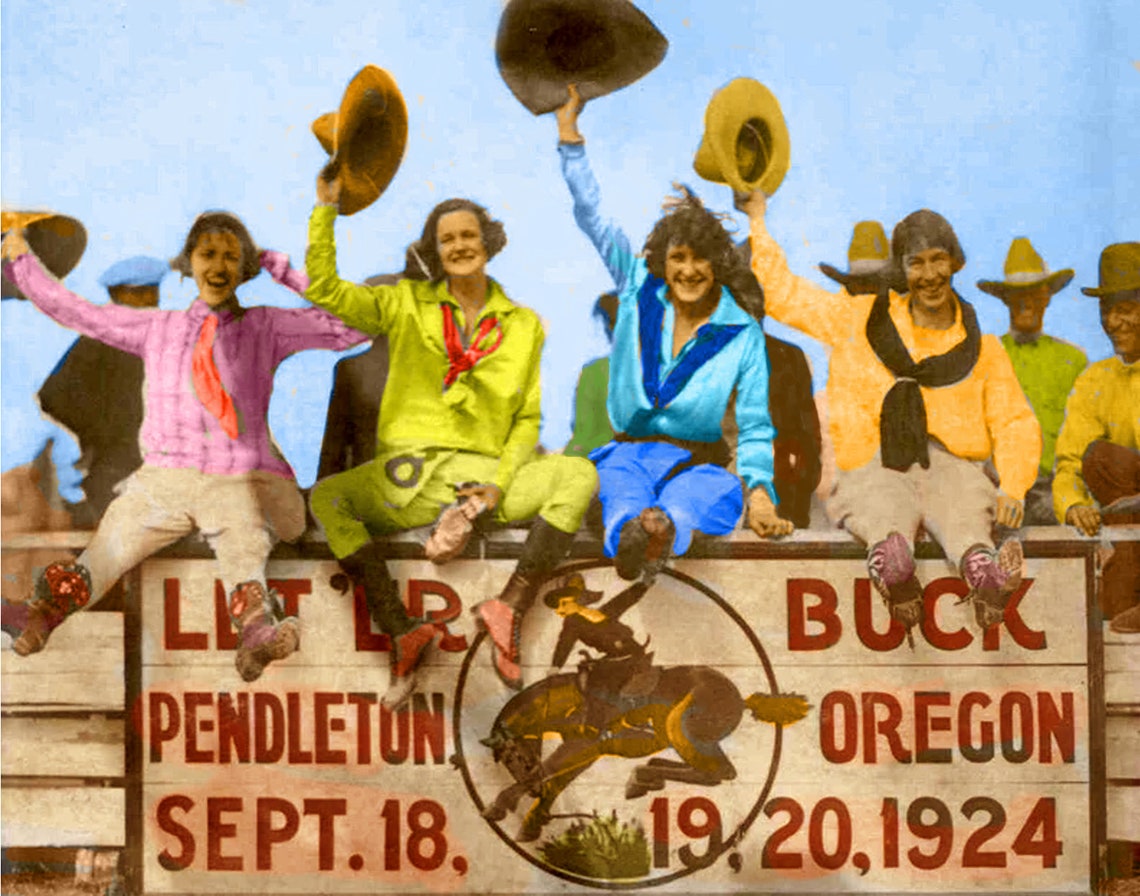 Rodeo COWGIRLS Let Er Buck Pendleton Rodeo 8 X10 Photo | Etsy
