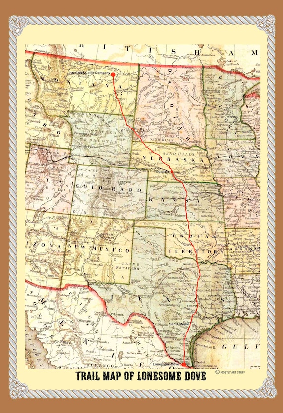 12 X 18 Lonesome Dove Trail Map to Montana - Etsy