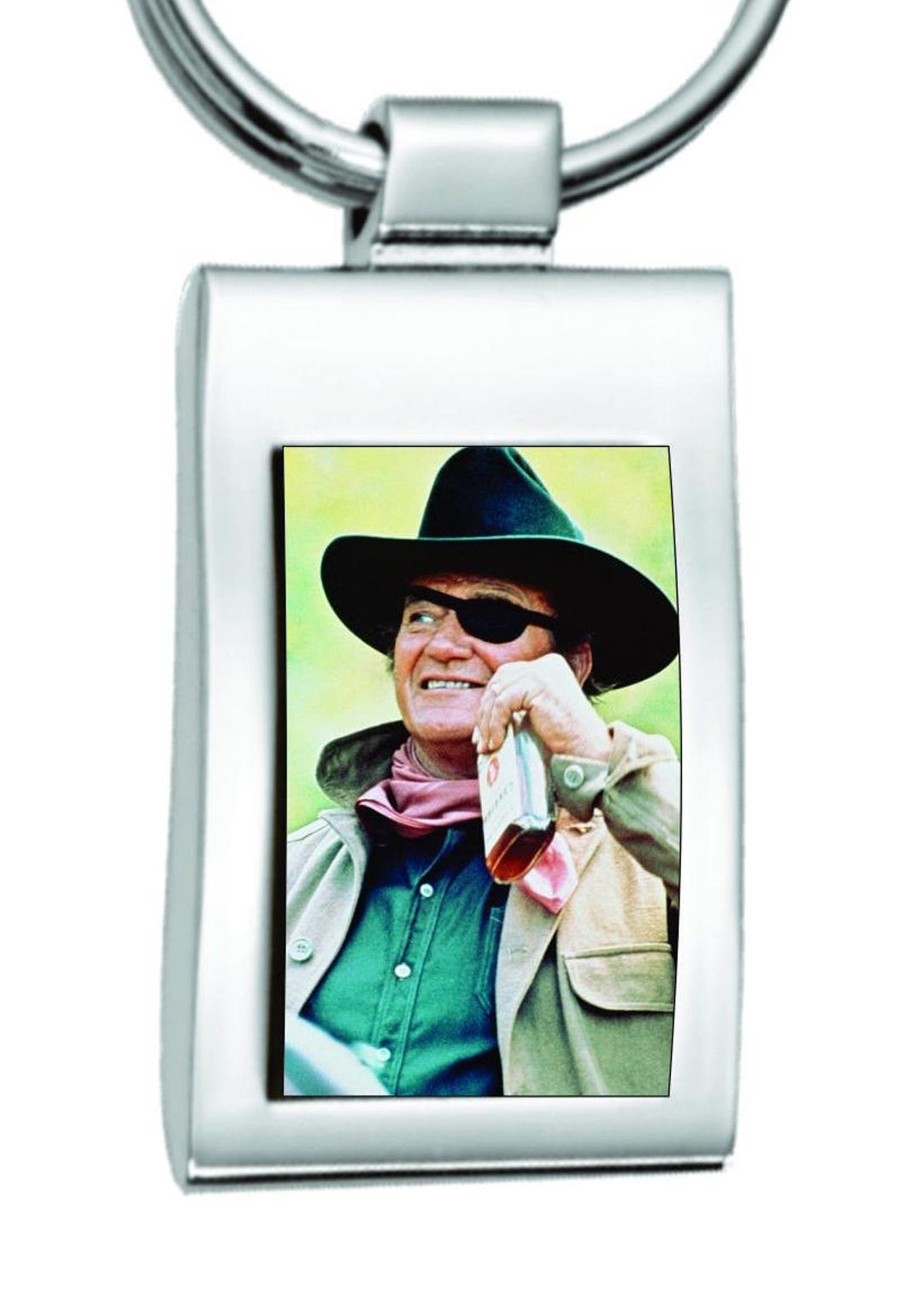 John Wayne Key Ring Chrome KEYCHAIN, KEY Fob Key Ring Collectible ...