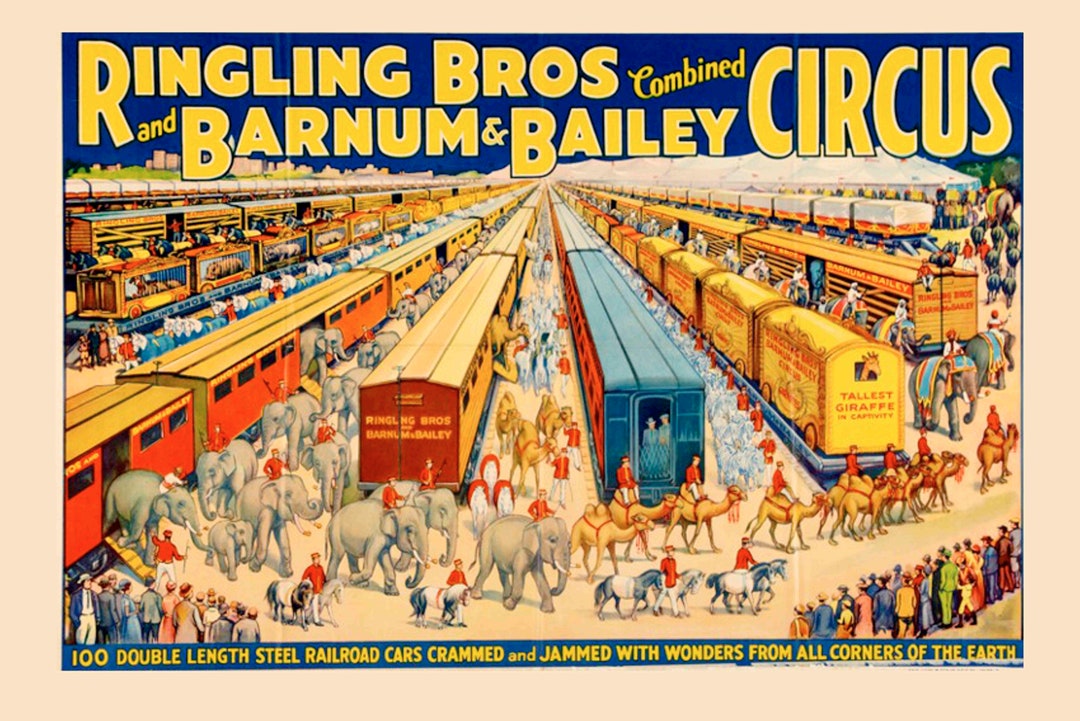 20 X 30 Poster Ringling Brothers Barnum and Bailey Circus the Trains ...