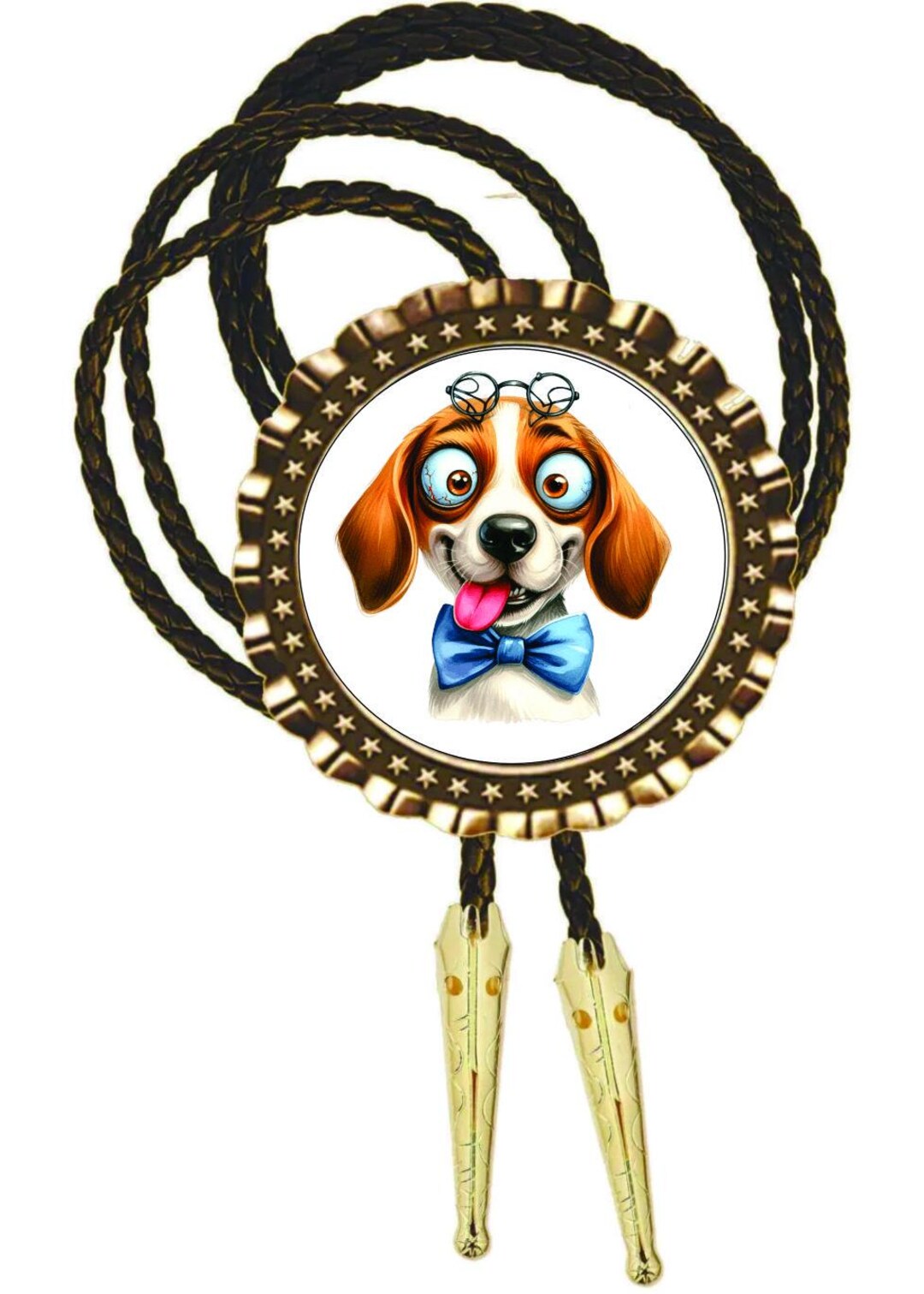 Beagle Dog Art Bolo Tie Photo Art .all Brass Necktie Bolo Pets Animal ...