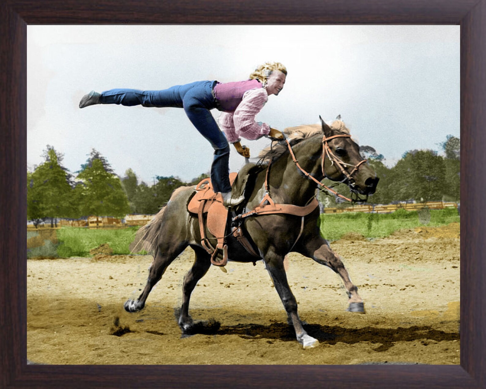 Trick Riding Rodeo Cowgirls Framed Photo Pirnt, Western 8 X 10 Photo ...