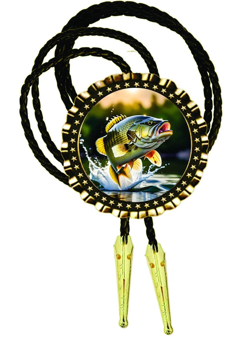 Bass Fishing Bolo Tie Photo Art All Brass Necktie Bolo Tie Wilderness ...