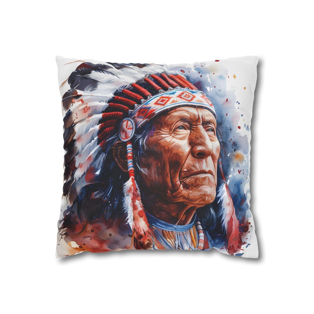 Blackfoot Native American Chief Art Pillowcase | Bohemian Home Decor ...