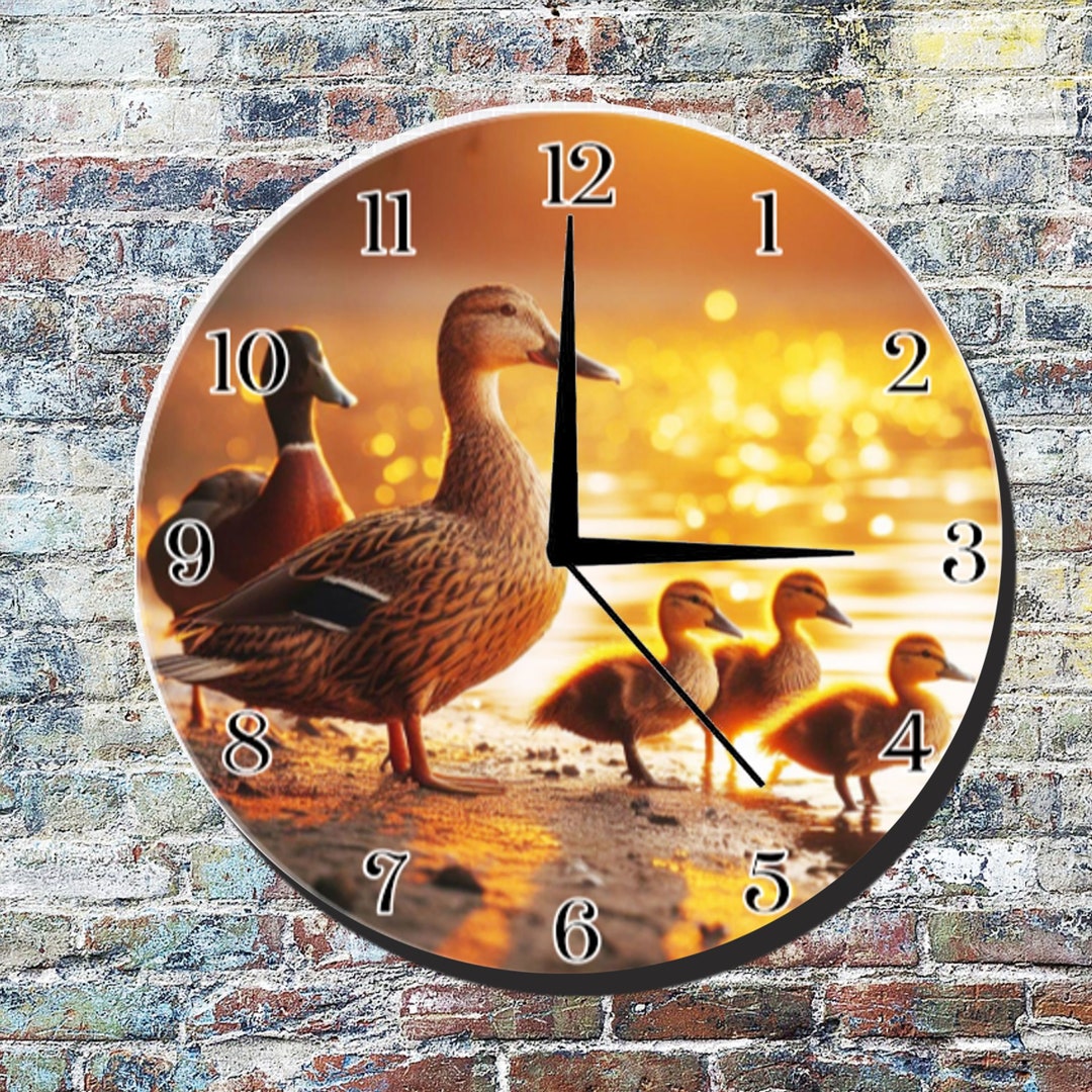 Wetland Duck Family and Chicks Art Wall Clock up to 16 - Etsy