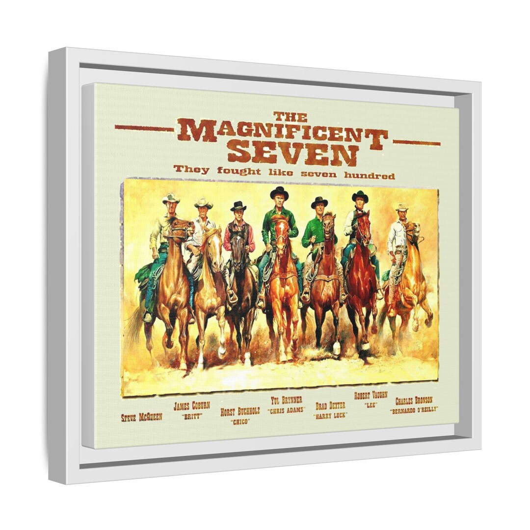 Rustic Movie Art Print - the Magnificent Seven, Vintage Framed Canvas ...