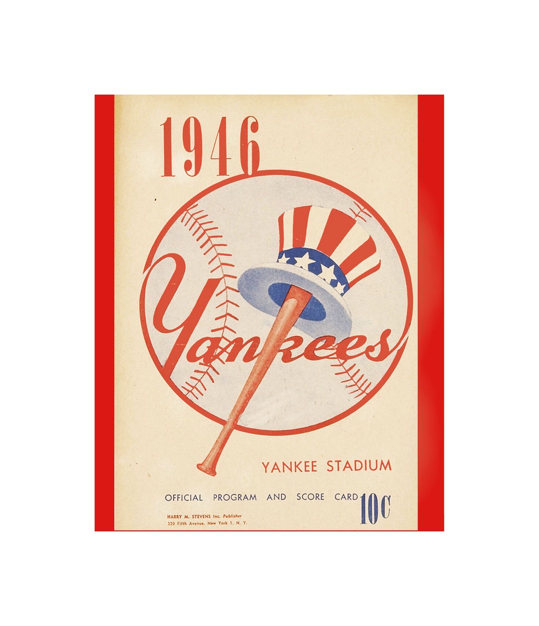 1946 New York Yankees Program 16 X 20 Baseball Card Prints & Sports ...