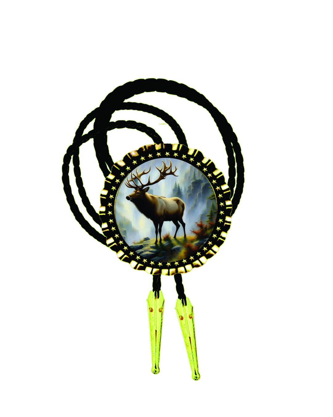 Montana Moose ART Bolo Tie Photo Art All Brass Necktie Bolo Tie ...