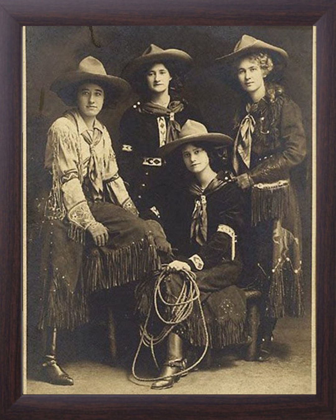 4 Rodeo Cowgirls Framed Photo Pirnt, Western 8 X 10 Photo Old West ...