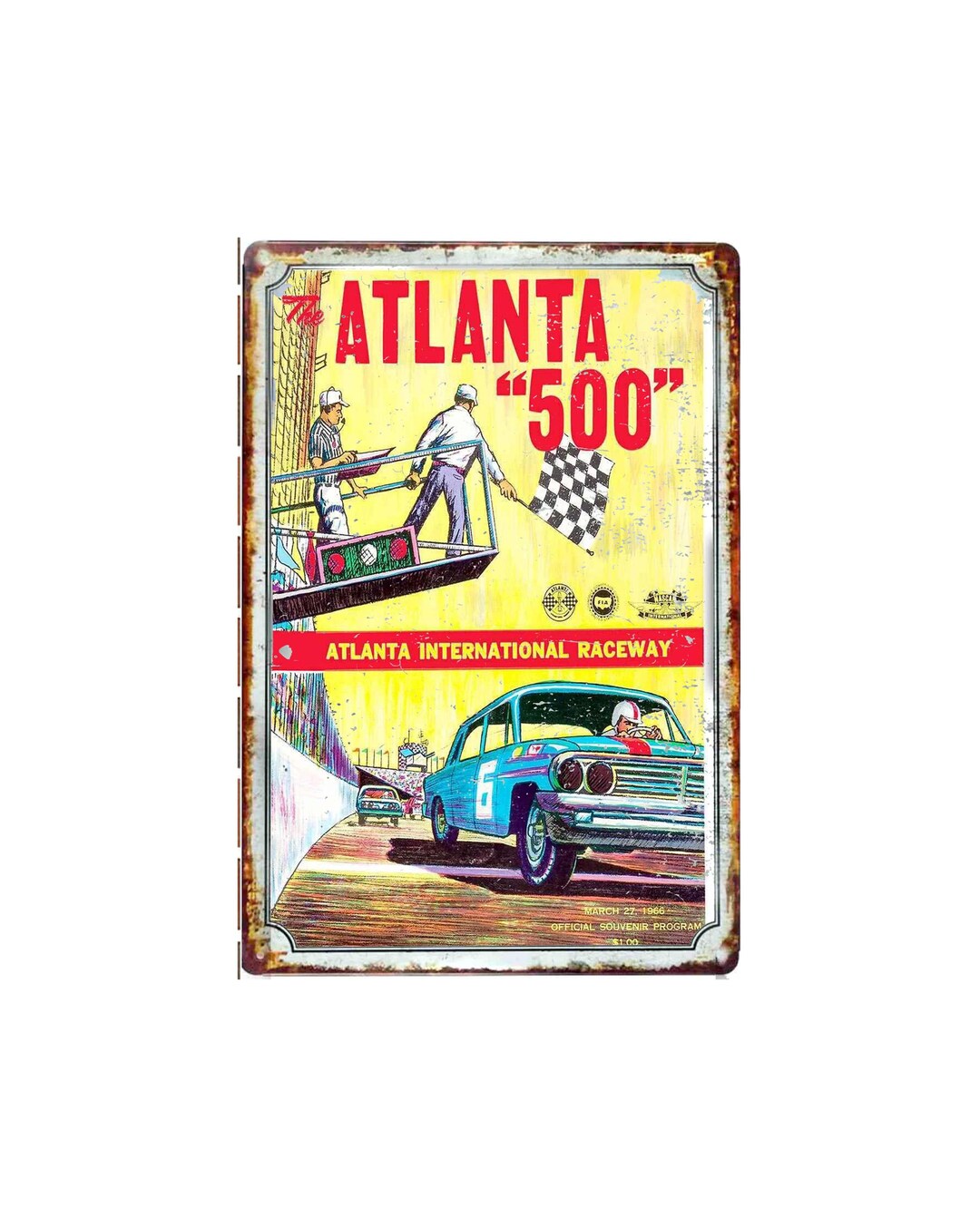 1960s Atlanta 500 Stock Car Racing Program Cover Art Advertising Old ...