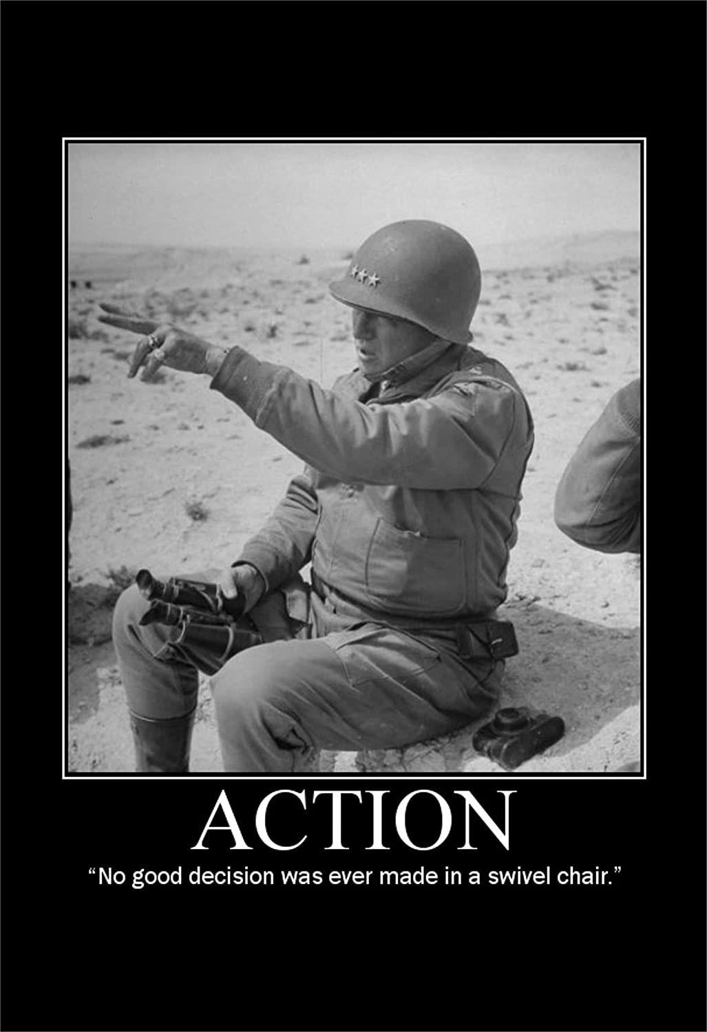 George Patton Quote Poster: Action, No Swivel Chair Decisions (12x18 ...
