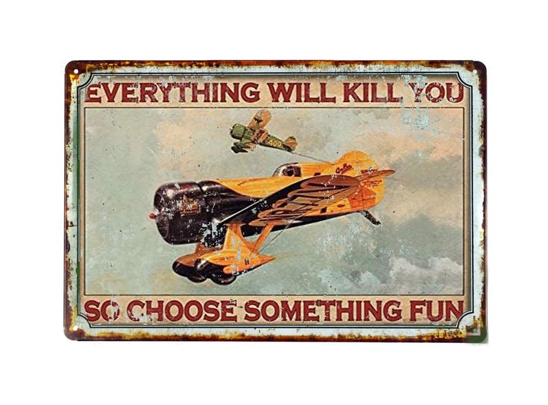 Tin Sign Everything Will Kill You so Choose Something Fun Plane Racing ...