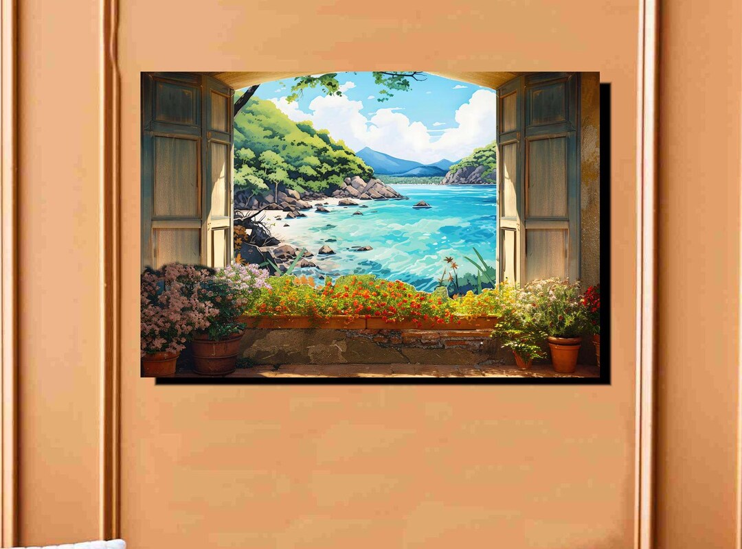 Hawaii Sandy Beaches Rocky Ledges Window Art Gallery Canvas Wrap Print ...
