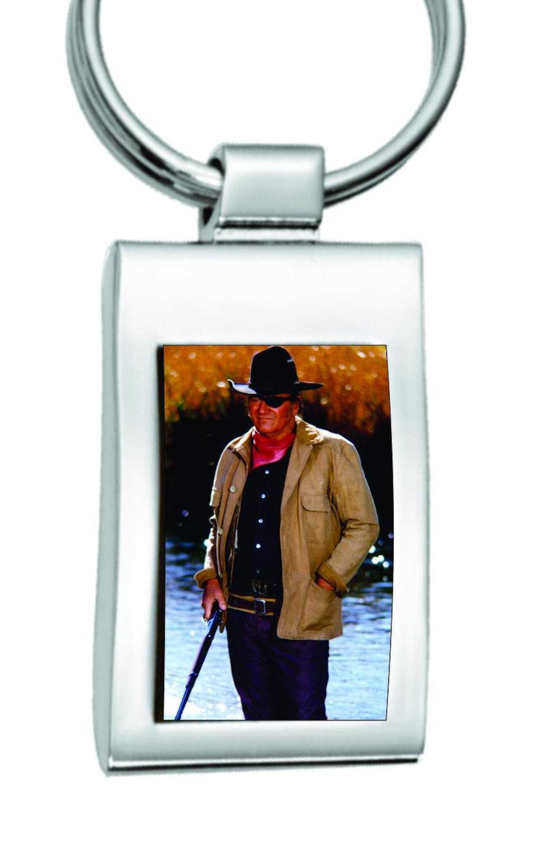 John Wayne Key Ring Chrome KEYCHAIN, KEY Fob Key Ring Collectible ...