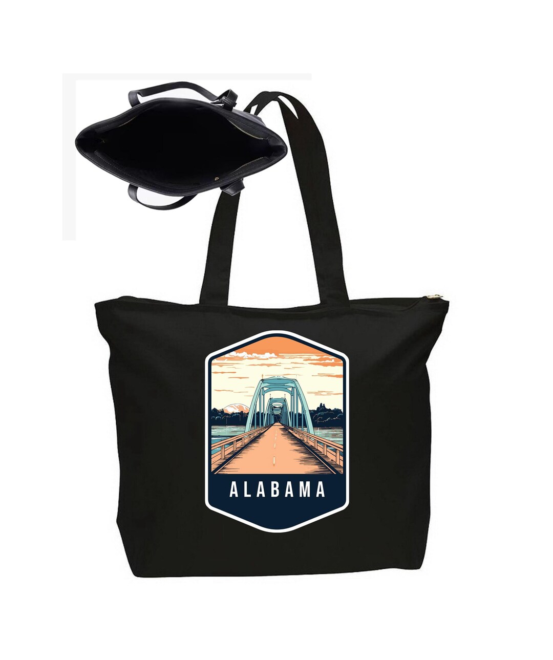 Personalized Alabama Tote Bag Large ADD Your Text - Has a Zipperer ...