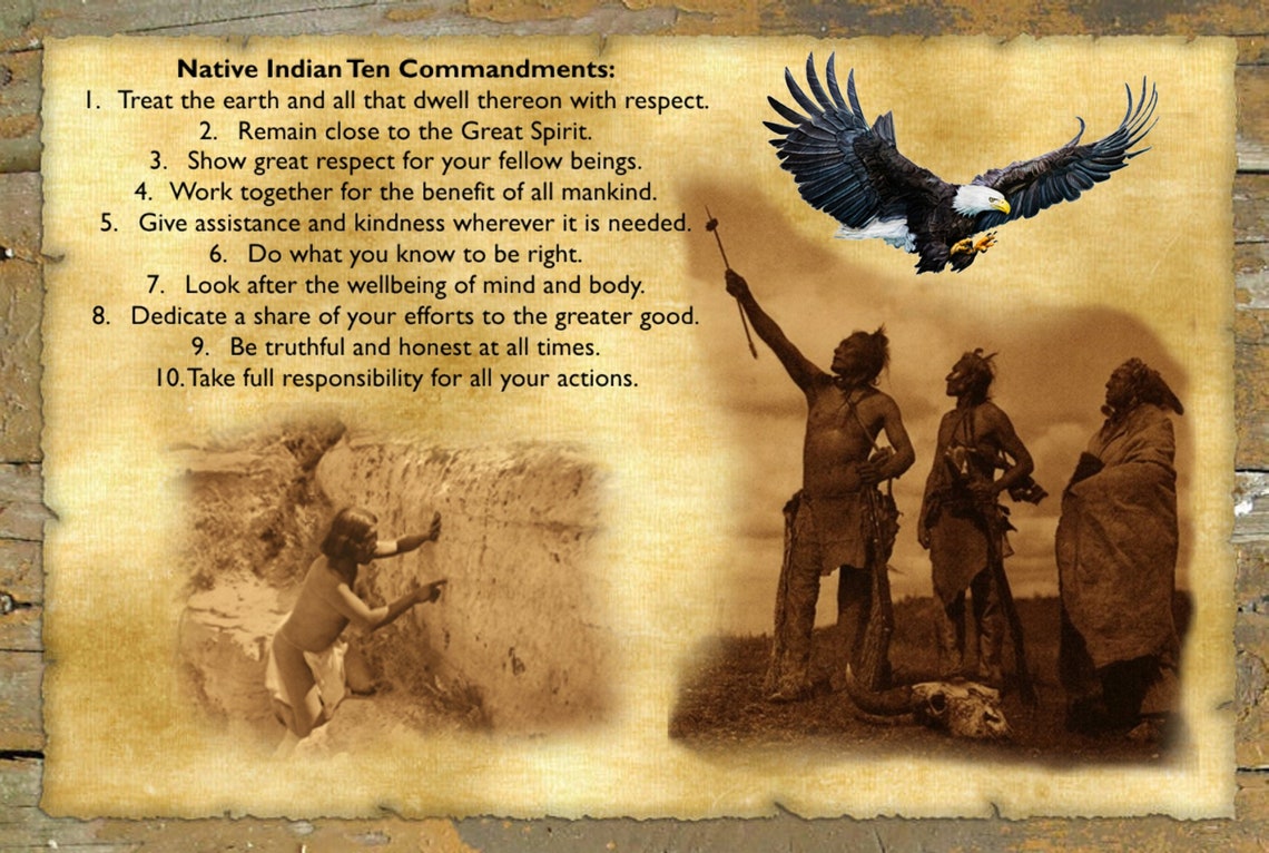 The Native American Indian 10 Ten commandments Poster | Etsy