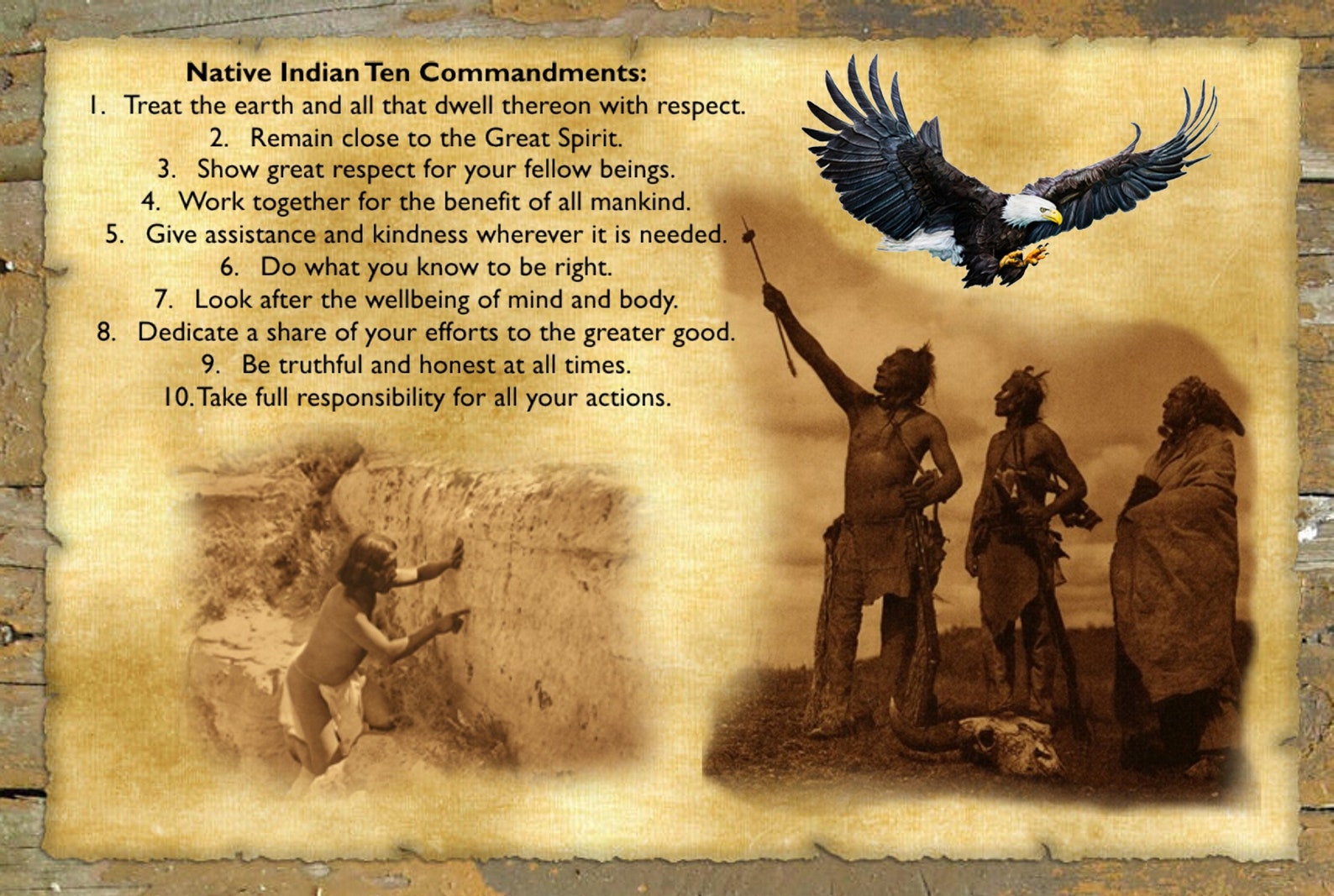 The Native American Indian 10 Ten commandments Poster | Etsy