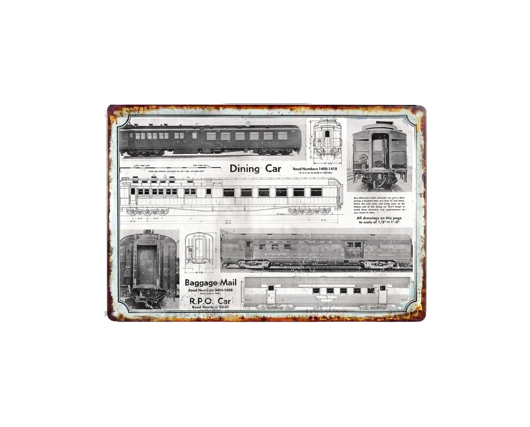 1930s Vintage Dining Train Car Advertising Old Metal Tin Sign Vintage ...