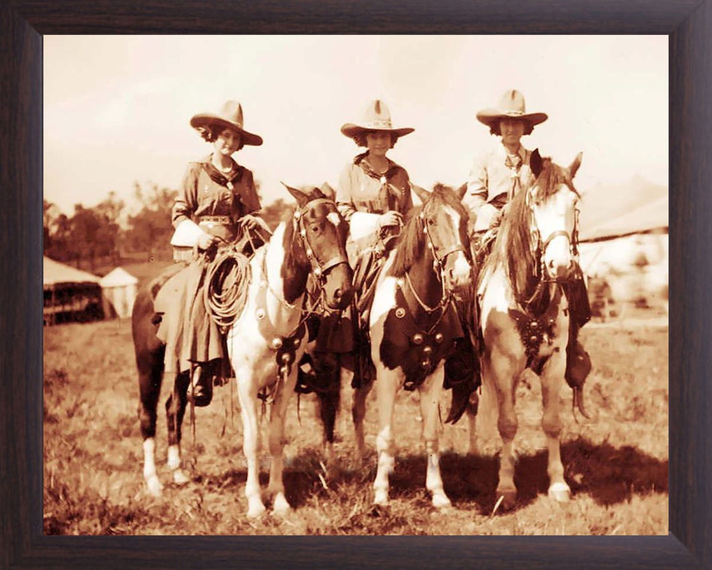 Rodeo Cowgirls on Horseback Framed Photo Pirnt, Western 8 X 10 Photo ...