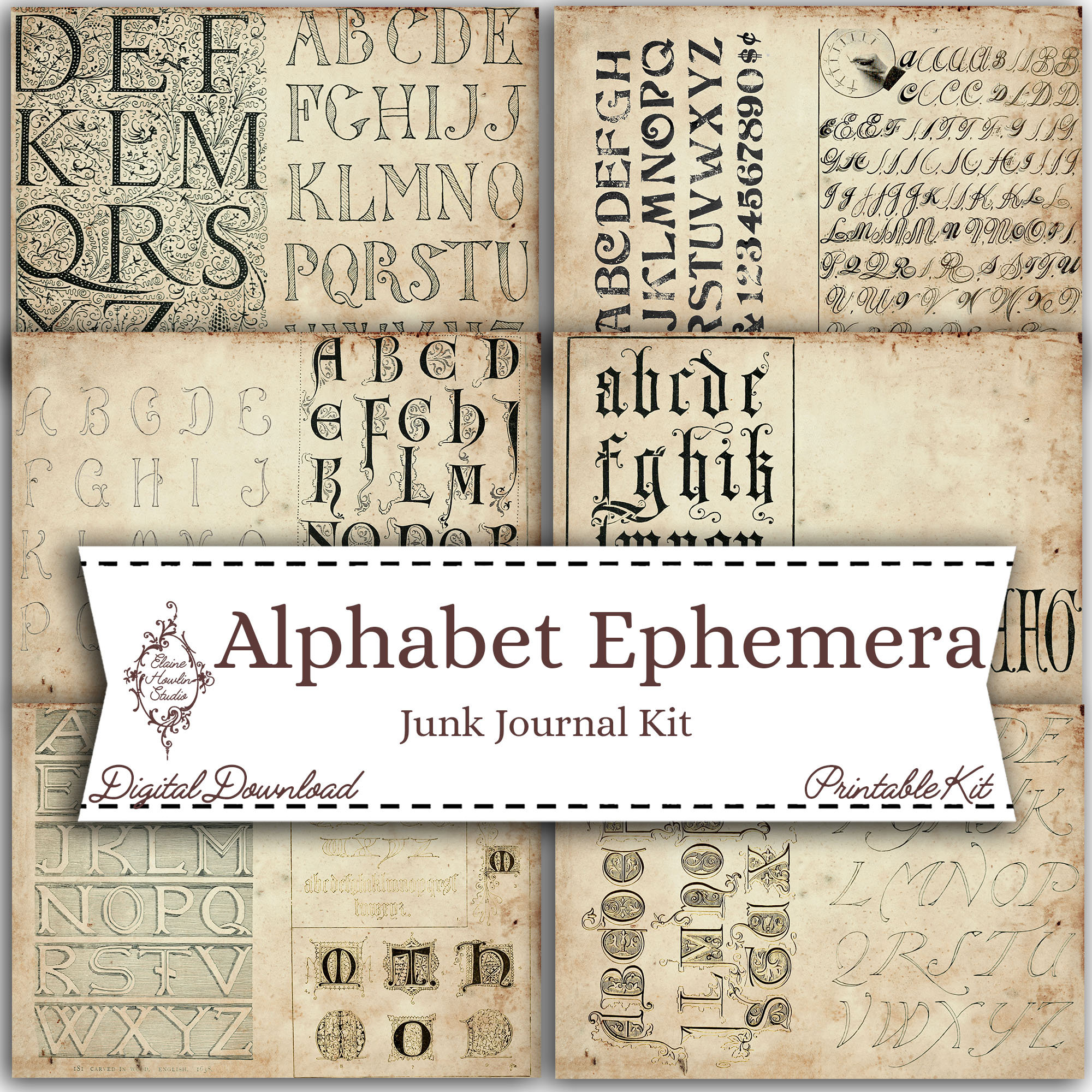 Alphabet Ephemera Junk Journal Kit Printable Digital - Etsy