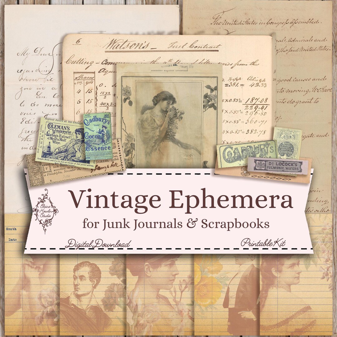 Rustic Junk Journal Kit: Library Cards & Vintage Ephemera for Creative ...