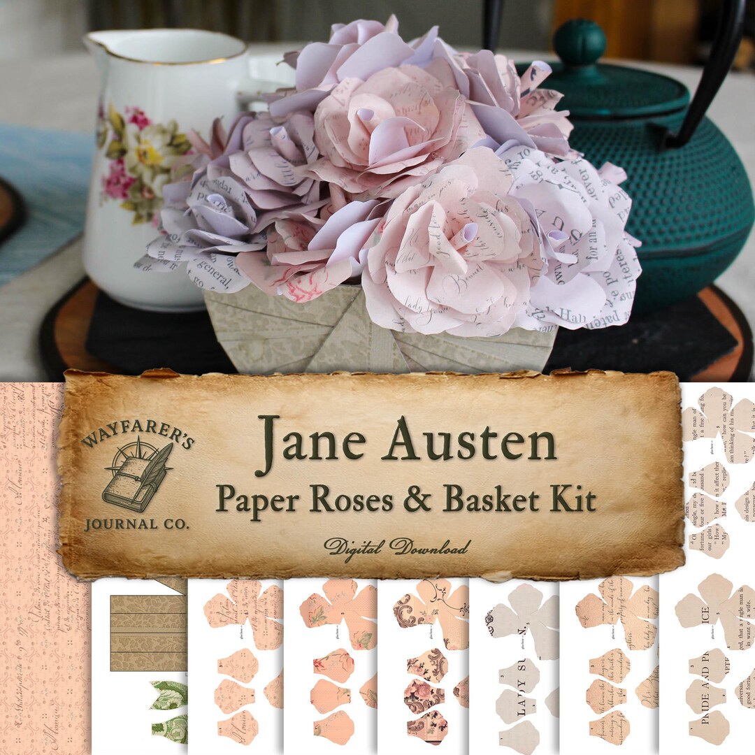 Jane Austen Paper Roses & Basket Kit: DIY Craft Project (digital ...