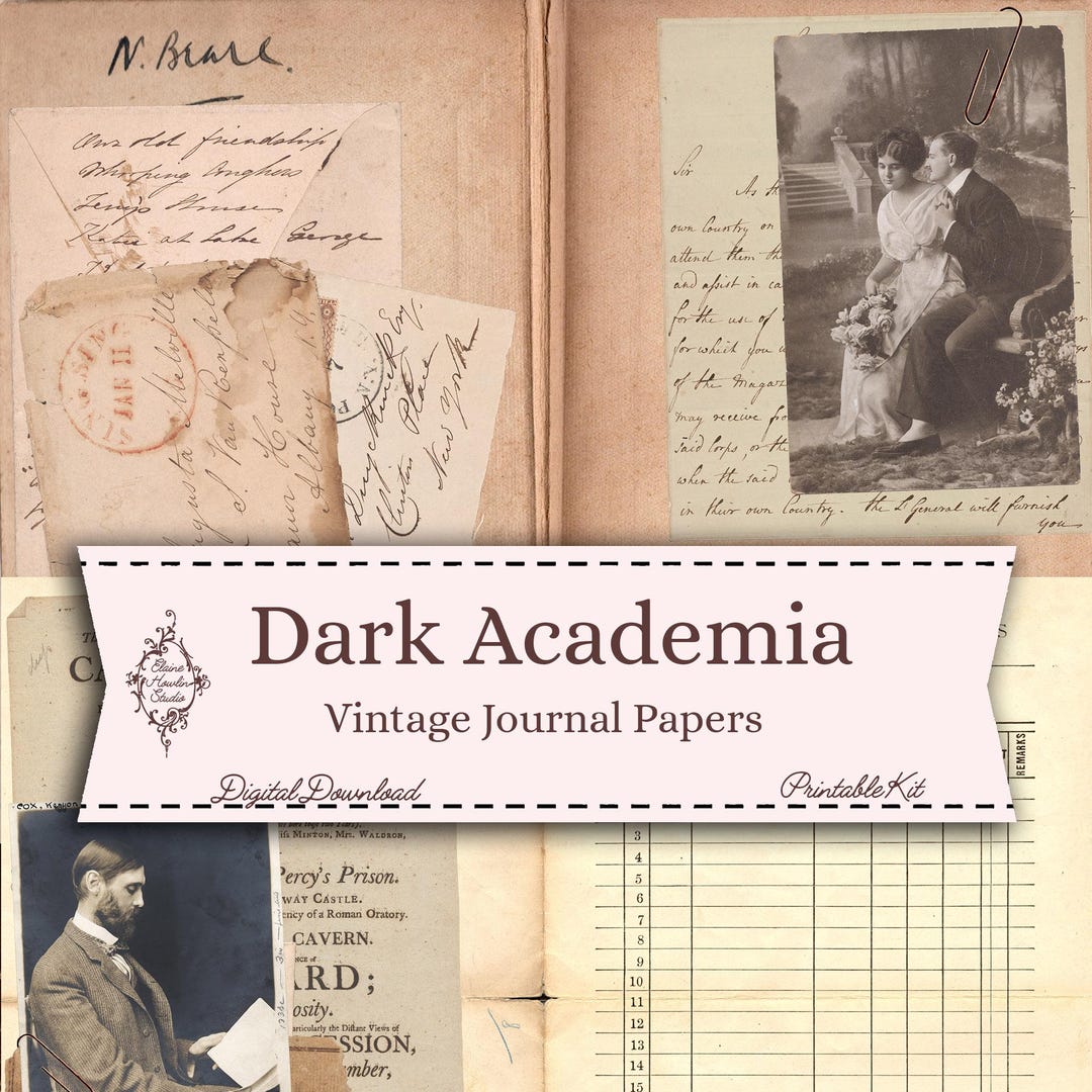 Dark Academia Vintage Journal Papers, Digital Download, Printable ...