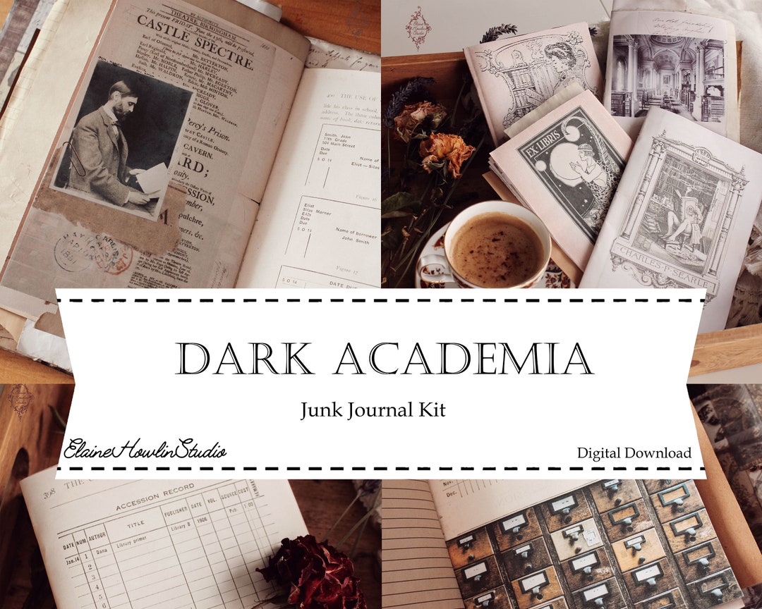 Dark Academia Librarian Printable Digital Junk Journal Kit, Digital ...
