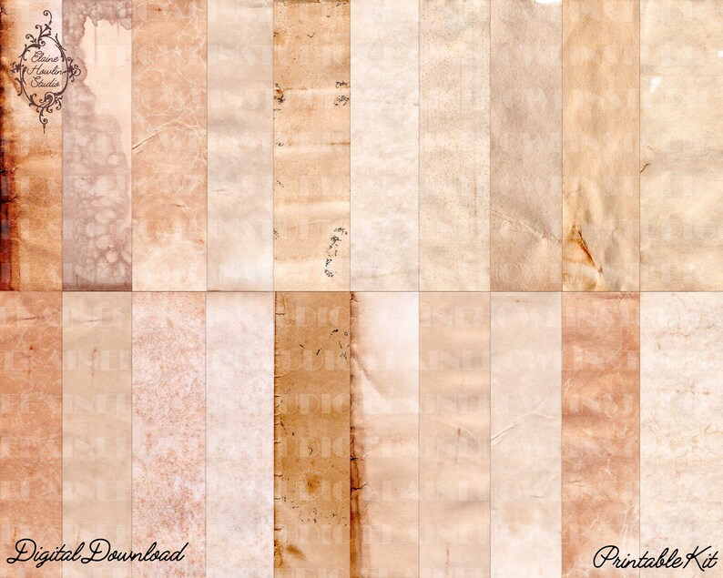 Tea Stained Papers Printable Junk Journal Kit, Scrapbooking, Grunge ...