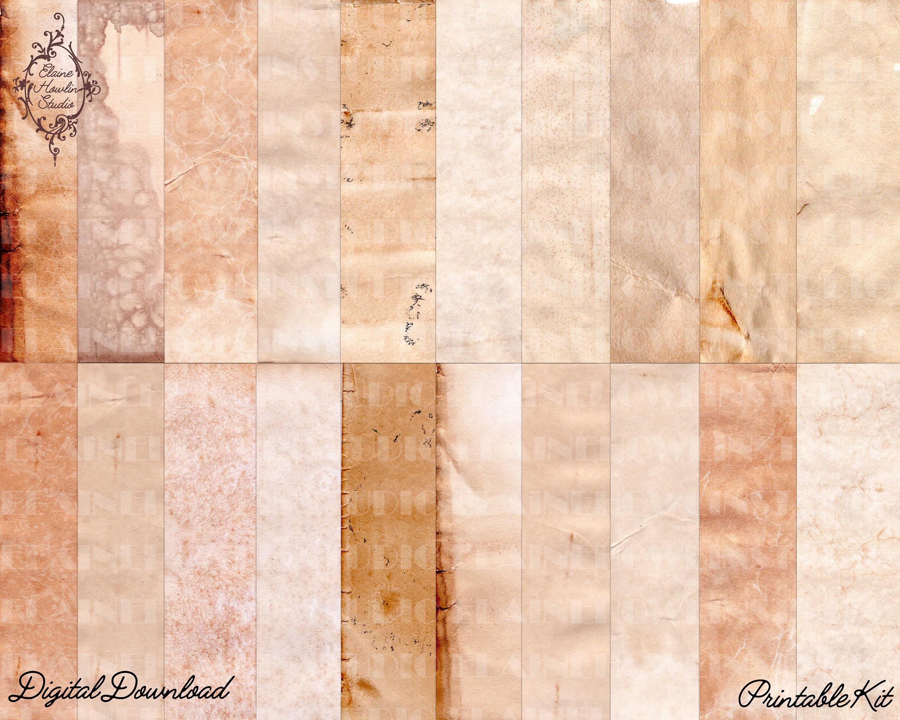 Tea Stained Papers Printable Junk Journal Kit, Scrapbooking, Grunge ...