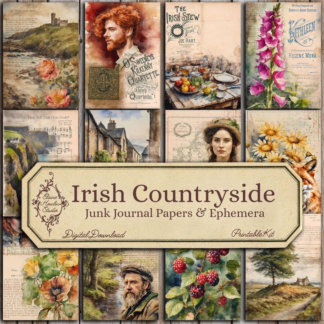 Rustic Charm: DIY Irish Countryside Junk Journal Kit, Digital Download ...