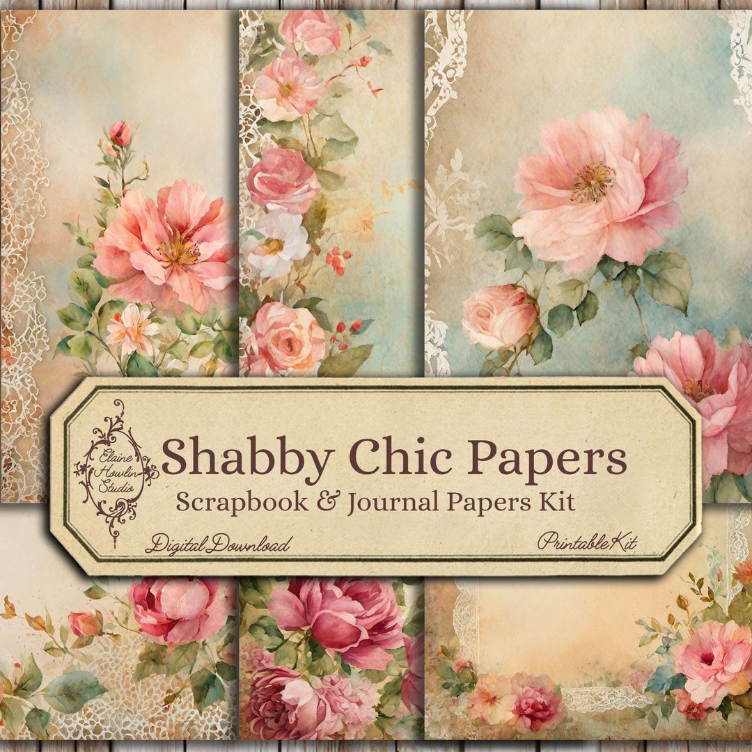 Shabby Chic Papers Collection, Digital Download, Printable, Scrapbook ...
