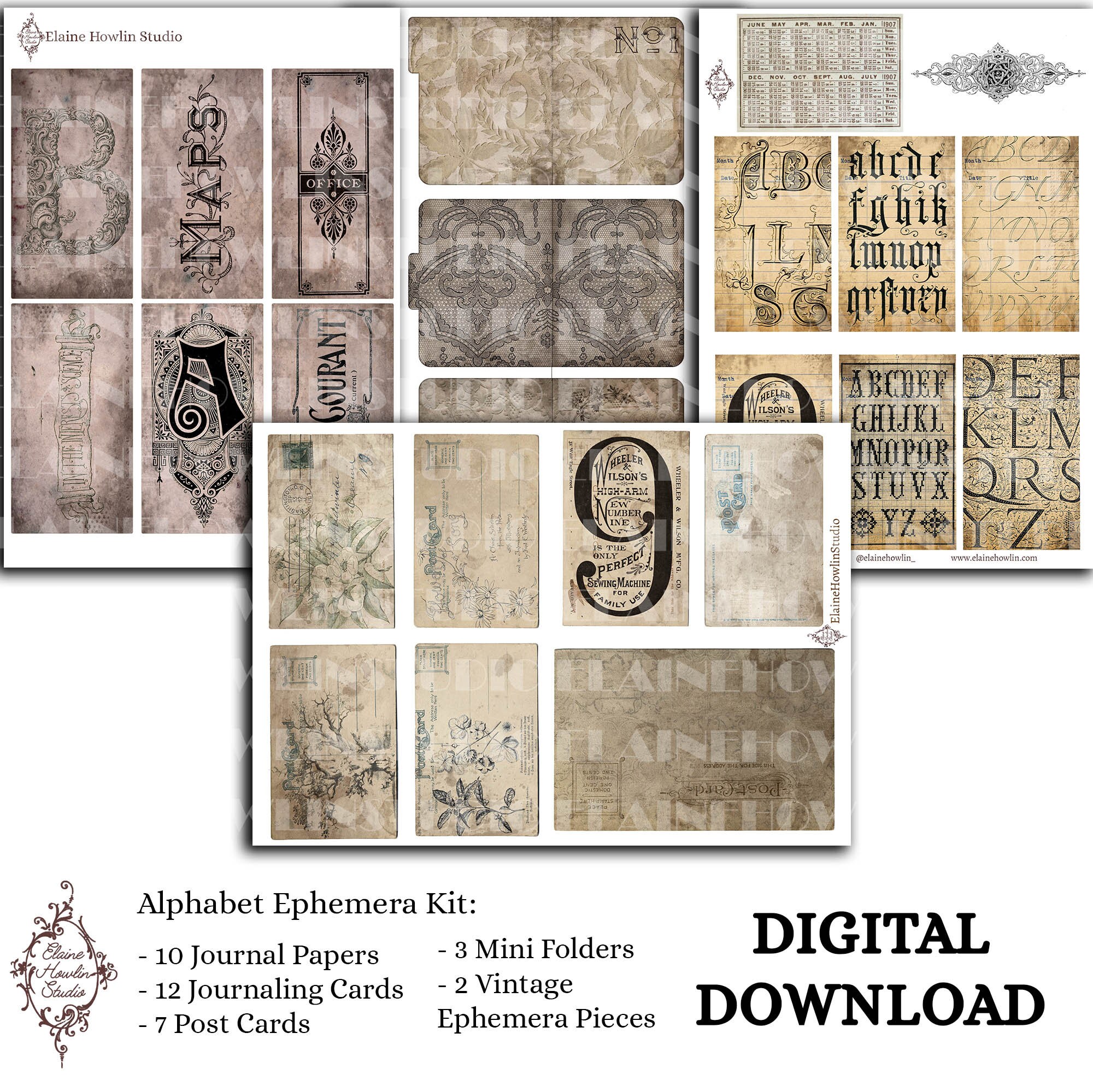 Alphabet Ephemera Junk Journal Kit Printable Digital - Etsy