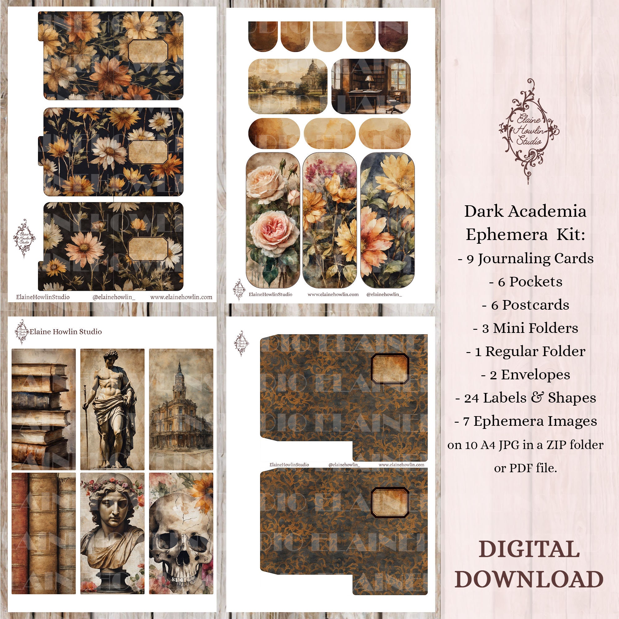 Dark Academia Journal Ephemera, Digital Download, Printable, Junk ...
