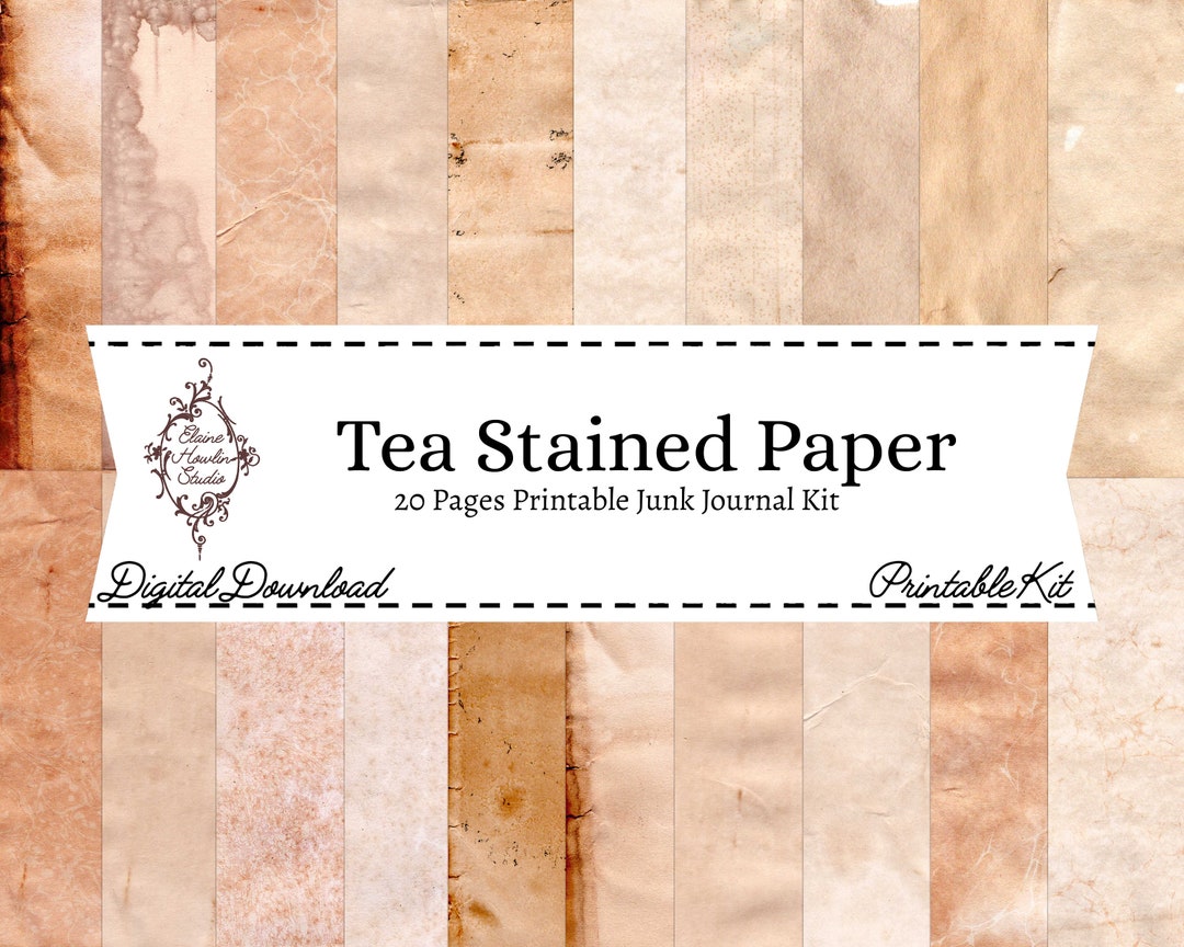 Tea Stained Papers Printable Junk Journal Kit, Scrapbooking, Grunge ...