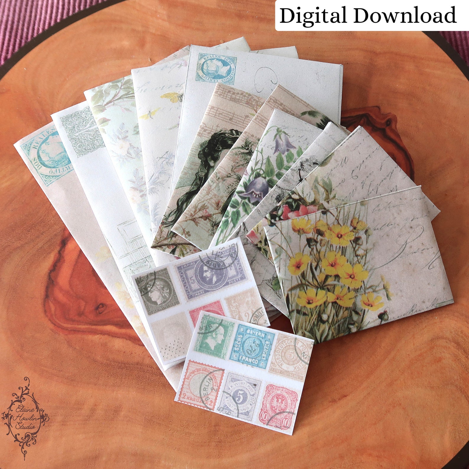 Jane Austen Envelope Collection Shabby Chic Botanical Junk - Etsy Canada