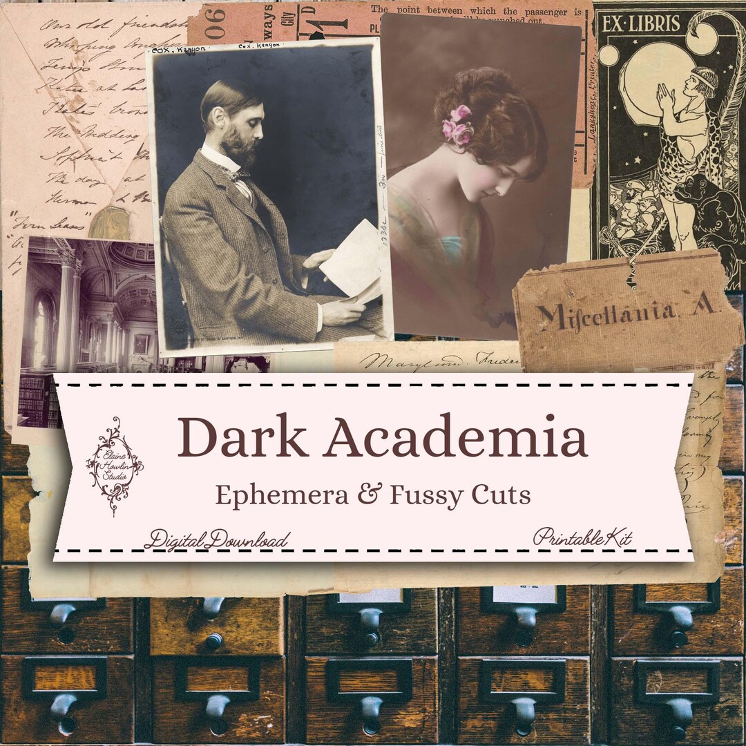 Dark Academia Vintage Ephemera Fussy Cuts, Digital Download, Junk ...