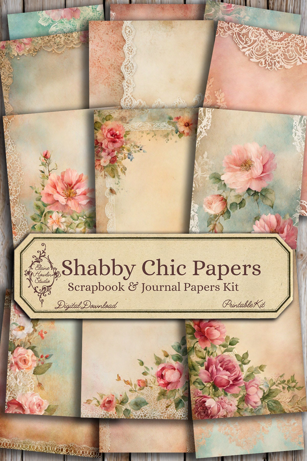 Shabby Chic Papers Collection, Digital Download, Printable, Scrapbook ...