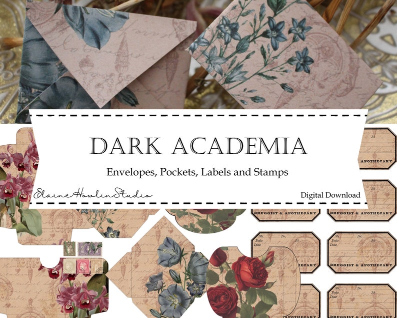 Dark Academia Botanical Junk Journal Kit Printable Digital | Etsy