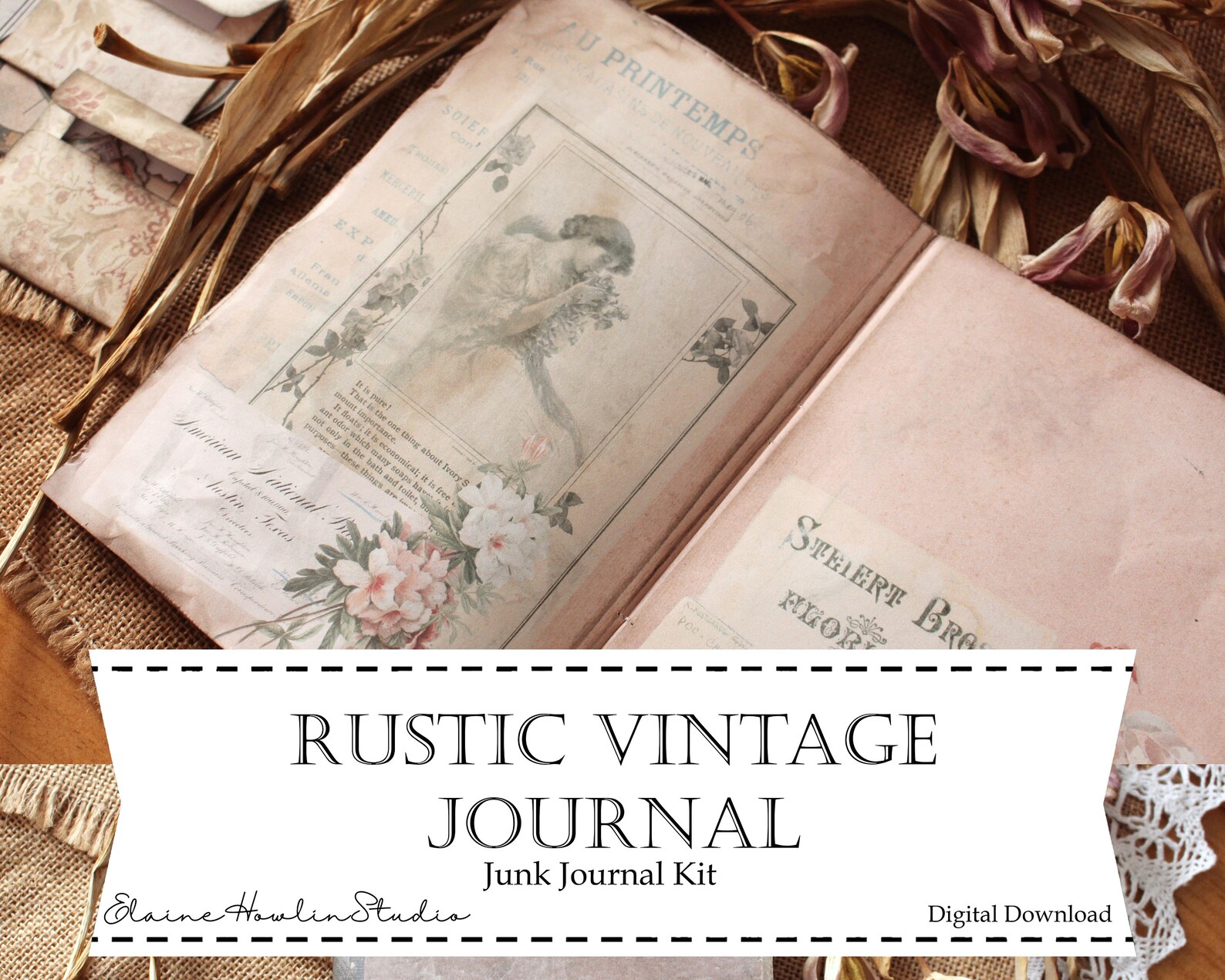 Rustic Vintage Junk Journal Kit Digital Download Shabby - Etsy